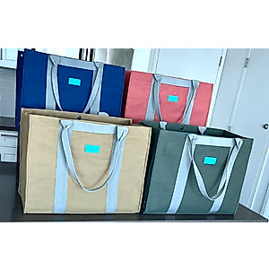 2023 Premium Oversize Canvas Tobi Tote Bag (21Wx16H x10D), Folds Flat, Slip-in Pockets, Removable Base, Anti-Theft Pocket (Tall Pines Green)