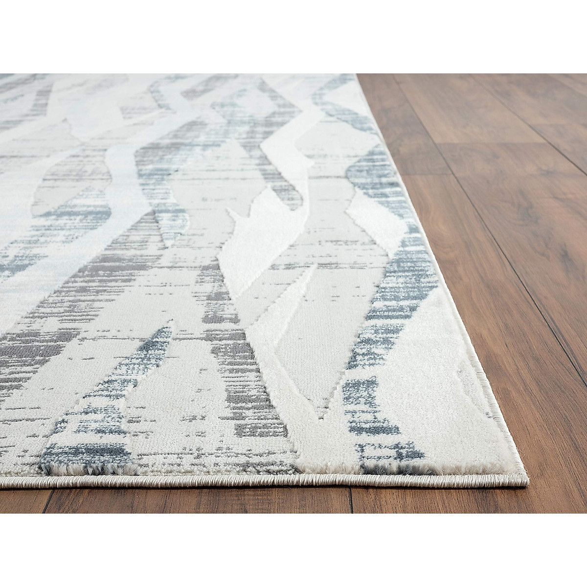 Abani Geometric Beige & Blue 4'x6' Area Rug, Aspen Collection - Contemporary Accent Rug Rugs