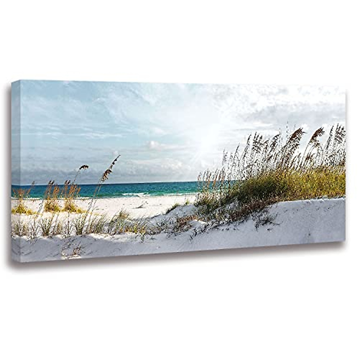 Beach Decor Ocean Decor Beach Wall Art Pictures for Bedroom Living Room Office Beach Wall Decor Ocean Decorations Framed Wall Art Bathroom Paintings Canvas Wall Art Sunshine Sea Waves Artwork 20"X40"