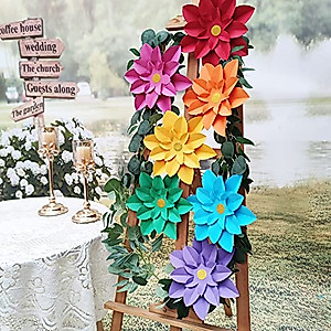 Mybbshower Rainbow Paper Fiesta Flower for Wall 10" Set of 7 Carnival Rainbow Theme Party Birthday Celebration Backdrop Decoration