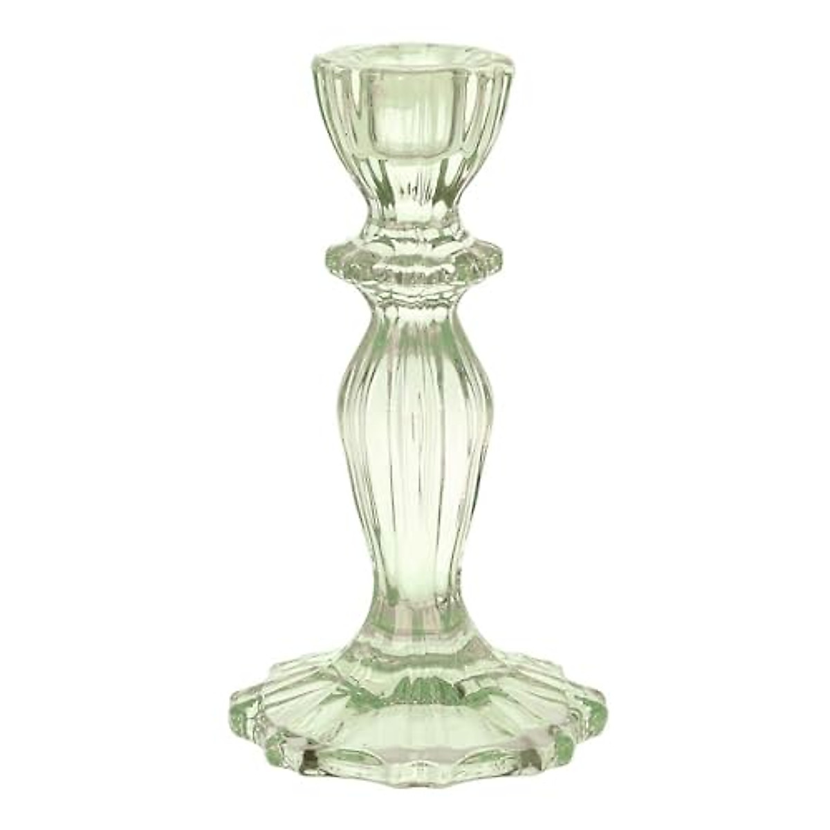 Talking Tables Green Glass Candlestick Holder Taper Candle Stand for Indoor or Outdoor Dining, Elegant Dinner Party Decorations, Birthday, Garden, Wedding, Christmas, Home Décor Large