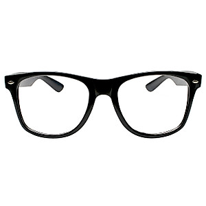 Kangaroo Black Superhero Nerd Glasses – Black Frame Fake Nerd Glasses for Men and Women – Non-Prescription, Non-Polarized Clear Lens Prop Glasses – Costume Glasses for Halloween or Cosplay
