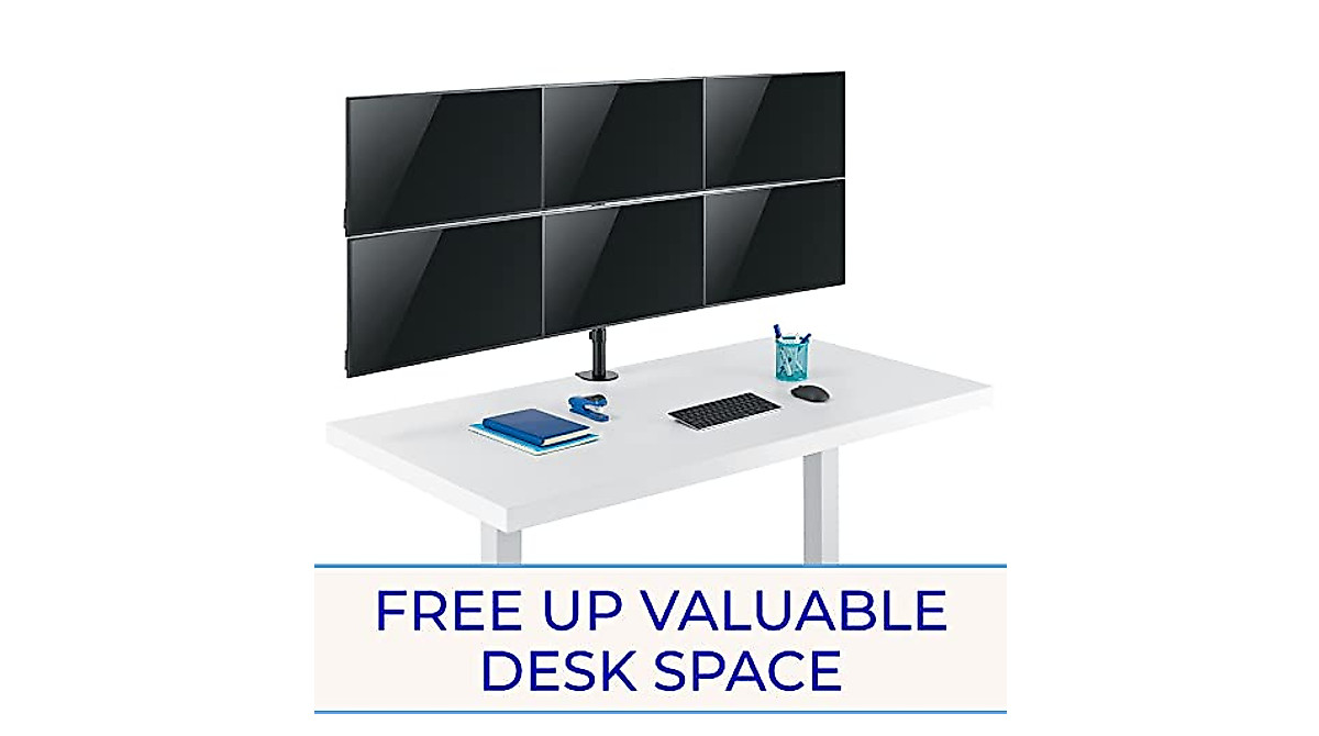 Adjustable 6 Monitor Mount Desk Stand - Stand Steady