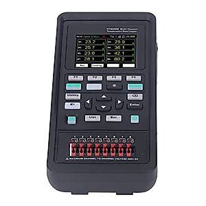 Multi Channel Temperature Detector, Temperature Data Recorder 100-240VAC Plug Type C Communication Over Temp Alarm High Accuracy for Electronics Testing(US Plug)