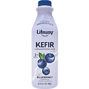 Lifeway Low Fat Kefir - 10g Protein, 12 Live Active Probiotic Cultures, Up to 99% Lactose Free, Gluten Free – Blueberry, 32 oz