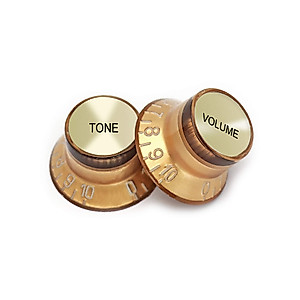 Metallor Electric Guitar Top Hat Knobs Speed Control Knobs 2 Volume 2 Tone Compatible with Les Paul LP Electric Guitar Parts Replacement (Gold)