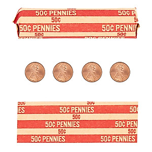 Penny Coin Wrappers, 100 Flat Striped Coin Wrappers