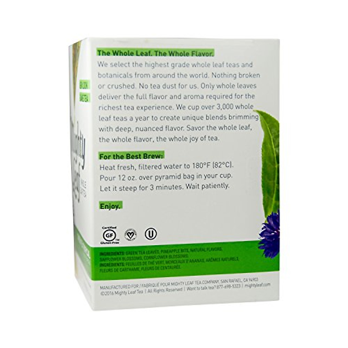 Mighty Leaf, Green tea Tropical, Tea Bags, 15 ct