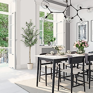 Artifical Tree 6FT Faux Olive Tree for Office Home Decor Fake OliveTree Indoor with Natural Trunk and Lifelike Fruits in a Pot for Housewarming Gift(1 Pack)