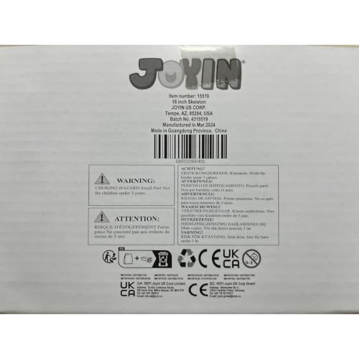 JOYIN 2 PCS 16 Inches Halloween Skeletons Full Body Posable Joints Skeletons for Halloween Graveyard Decorations, Haunted House Accessories