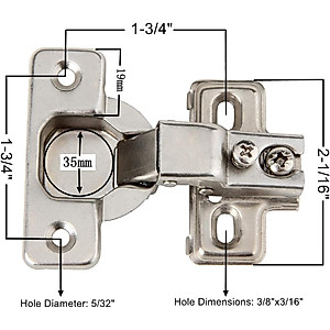Silverline Face Frame Concealed Euro 105Deg Self Closing Compact Cabinet Hinges (6 Pack)