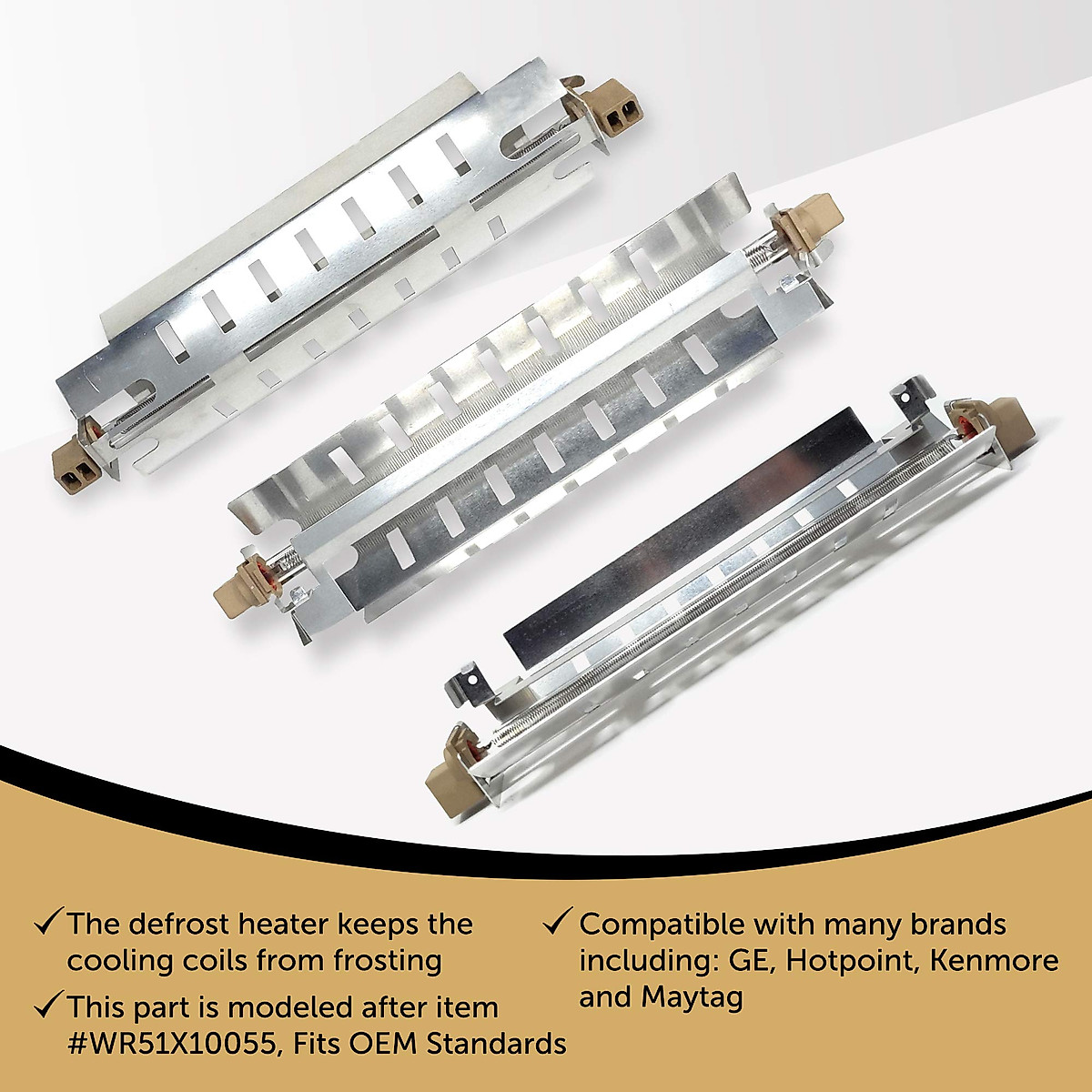 Appliance Pros Refrigerator Defrost Temperature Control and Bracket Heater Element Assembly for Top Refrigerators Brands, Compatible with WR51X10055, AP3183311, AH303781, and more, 725 Watts, 12 in