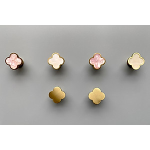 Solid Brass Decorative Wall Hooks, Coat Backpack Purse Screw-in Wall Hangers, Wall Mounted Fancy Hooks (Blossom Pink 4 Pack)