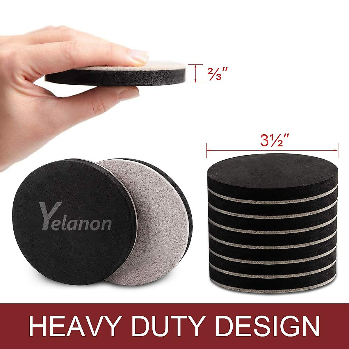 Yelanon Felt Furniture Sliders, 20pcs-3 1/2” Furniture Sliders for Carpet, Furniture Pads Hardwoods Floors, Heavy Furniture Movers Sliders, Reusable Moving Pads, Floor Protectors for Carpet