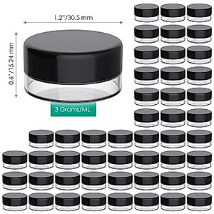 Houseables Sample Containers, Sample Jars, Lip Balm Containers, 3 Gram, 50 PK, Cosmetic Containers, Makeup Containers, Small Powder Container, Small Cosmetic Jars, Tiny Containers with Lids, BPA Free