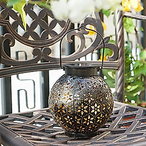 2 Pack Solar Lanterns Outdoor Waterproof Hanging Metal LED Decorative for Patio Garden Courtyard Lawn and Tabletop，Black