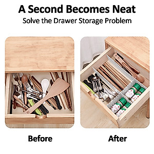 14.5 in White Adjustable Drawer Dividers, TWUTGAYW 8PC DIY Grid Drawer Organizer Dividers, Plastic Organizer Separator for Socks Underwear Makeup Cosmetic Clothes Can Help Tidy Kitchen Bedroom Dresser