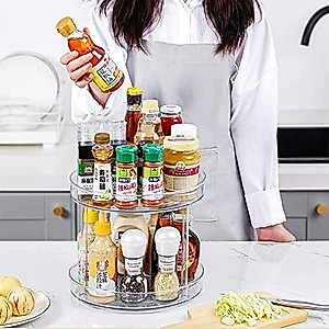 TOOCUST Lazy Susan 2 Tier Bathroom Organizer Countertop, 9 Inch Clear Spice Rack, Acrylic Lazy Susan Turntable for Cabinet, 2 Tier Countertop Organizer, Perfume Organizer, Medicine Cabinet Organizer