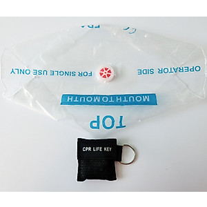 Elysaid 100 pcs/pack CPR Barrier Face Shield Mask with Keychain for CPR AED Training Black