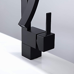 Jiuzhuo 1 Hole Bathroom Sink Faucet Black Bath Faucets for Sink Modern Creative Design Single Lever Handle Single Faucet Bathroom Sink