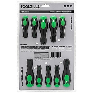 TOOLZILLA Screwdriver Set, 10 Piece Magnetic Screwdriver Tool Set for DIY Hand Tools. High performance Set | Screwdriver with Comfort Grip, Cross-Head Screwdriver Heads, Flat Heads.