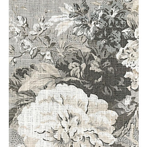 Waverly - Premium Printed Linen Fabric by The Yard, Floral Inspired, DIY, Craft, Project, Sewing, Designer Upholstery and Home Decor, 54" Wide (Ballad Bouquet Collection, Platinum)