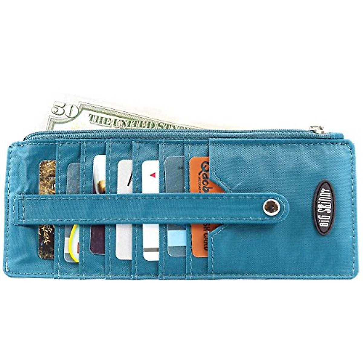 Big Skinny Women's Jaguar Credit Card Slim Wallet, Holds Up to 25 Cards, Ocean Blue , 3.5" X 7.6"