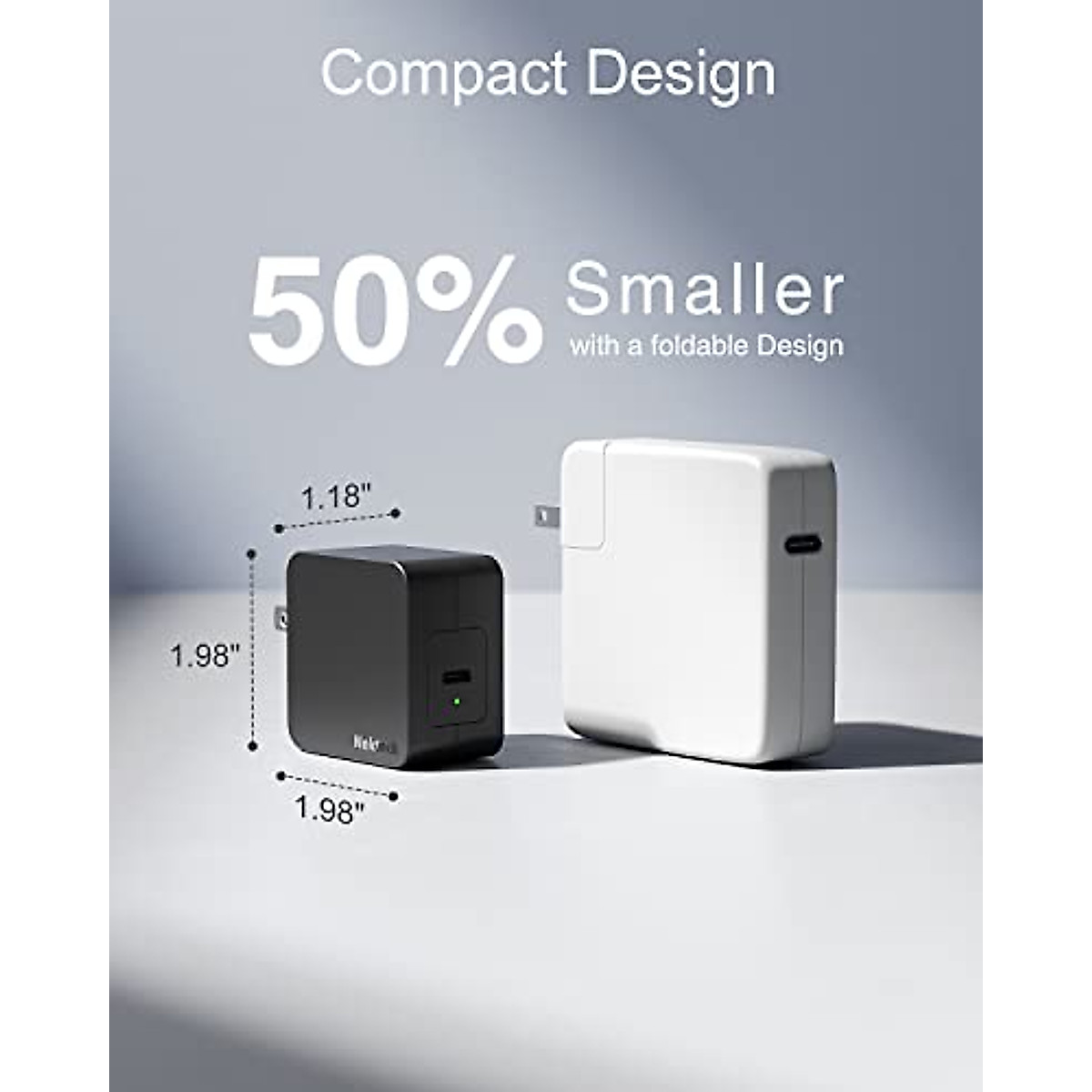 Nekteck 60W USB C Charger [GaN Tech], PD 3.0 Fast Charger[USB-IF & ETL Certified] with Foldable Plug, Compatible with MacBook Air/Pro, iPad Air/Pro, iPhone 13 Pro Max, Switch, Galaxy, Pixel and More.