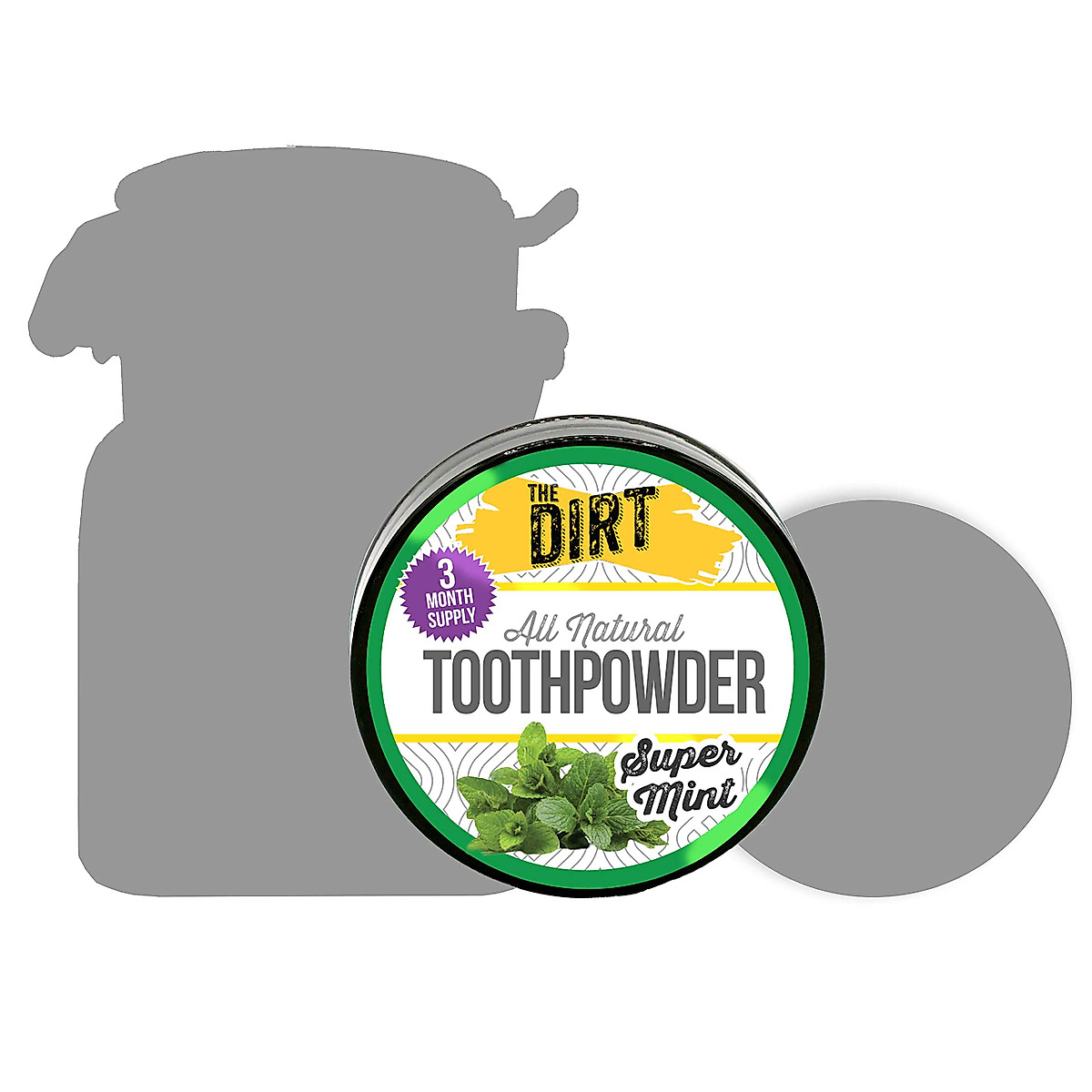 The Dirt - Remineralizing Tooth Powder, Natural Fluoride-Free Teeth Whitening Powder with Hydroxyapatite, Flouride & Gluten Free, Organic Vegan (Super Mint, 25g: 3 Month Supply)