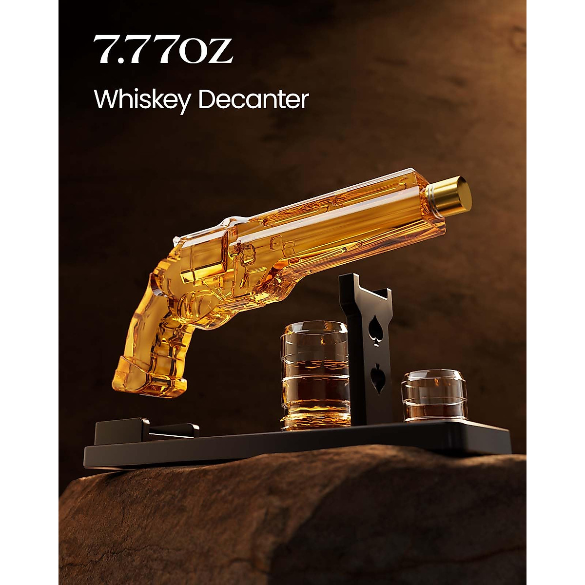 Gun Whiskey Decanter Sets for Men, Kollea Liquor Decanter Set with Glass, Unique Birthday Gift Ideas for Men Dad Father, Cool Anniversary Stuff Gifts for Him Husband, Dispenser for Bar Drinking Party