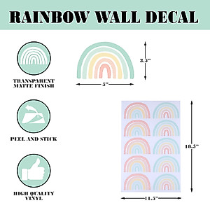 Rainbow Wall Decal | Nursery Decor | Kids Wall Sticker | Muted Boho Rainbow | Watercolor Rainbow Wall Sticker