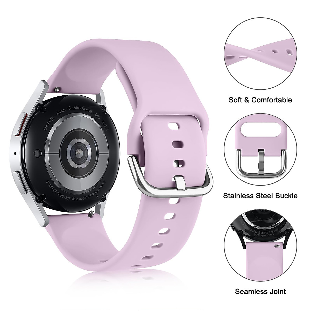 Meliya Silicone Band Compatible for Gizmo Watch 3 2 1, 20mm Soft Waterproof Gizmo Watch Band Replacement Bands, Breathable & Washable (Light Purple)