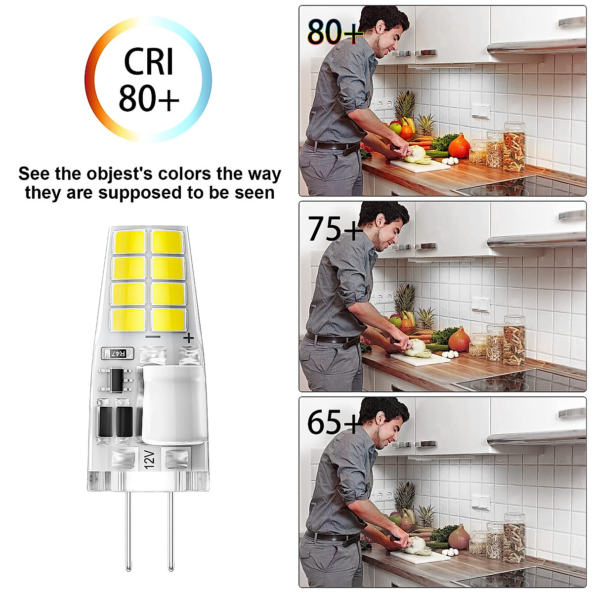 TAIYALOO G4 LED Bulb 3W 6000K Daylight White Bi-Pin T3 JC Type 12V AC/DC 20W-30W Halogen Bulb Replacement for Under Cabinet Puck Light, Chandeliers, Landscape Lighting, Non-dimmable, 10-Pack