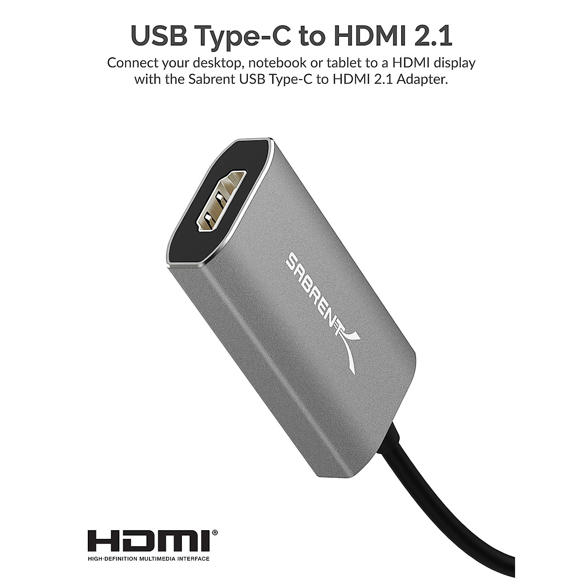 SABRENT USB Type C to HDMI 2.1 Adapter | 8K/60Hz & 4K/120Hz with DSC Function | 8K/30Hz & 4K Resolution Without DSC | Thunderbolt 3 Compatible (DA-UCH8)