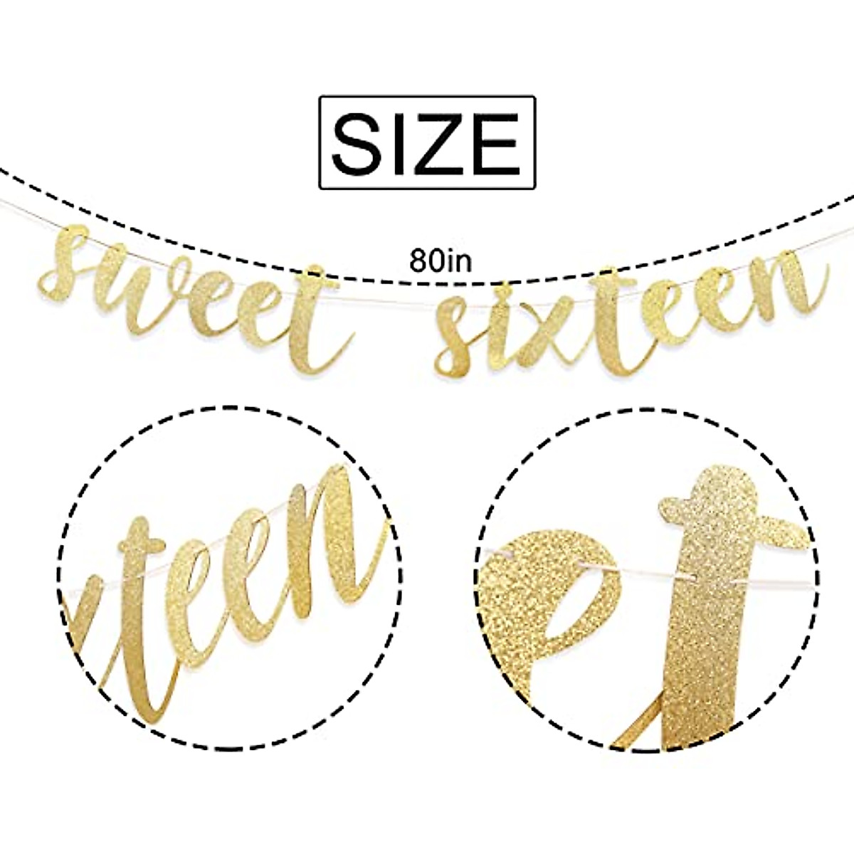 Sweet Sixteen Banner - Sweet 16 Banner，16th Birthday Banner，happy 16th Birthday Banner，sweet 16 Birthday Banner，16th Happy Birthday Anniversary Party Decorations