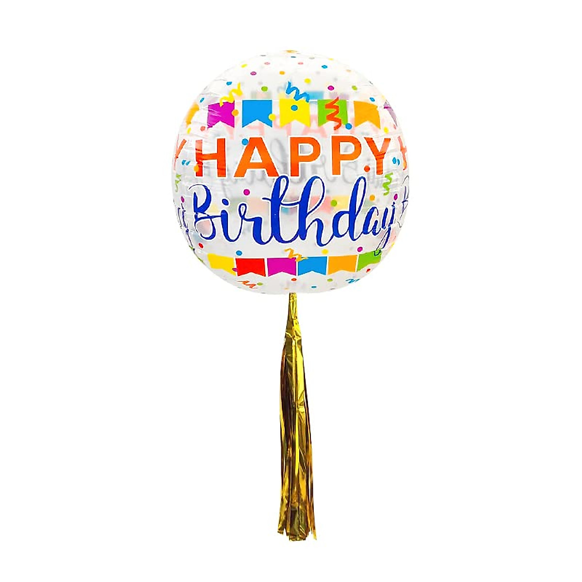 22”Bobo Balloons Printed "HAPPY BIRTHDAY" 4D Balloons Shiny Gold Tassels Happy Birthday for Party Decoration Supplies