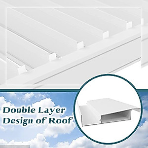 QAQA 10 X 10 FT Louvered Pergola with Adjustable Roof, Aluminum Outdoor Pergola Gazebo with Hardtop for Patio, Garden and Deck, White