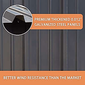 MUPATER 4 x 6 FT Outdoor Storage Shed, Galvanized Metal Garden Tool Shed, Patio Furniture Storage House with Slooping Roof, Lockable Door and Vents for Backyard and Patio, Grey