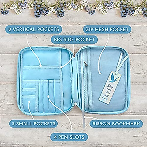 Light Blue Dove Bible Cover, Bible Case with Bookmark, PU Leather Bible Case for Women, Bible Carrying Case, Book Carrying Case, Large Bible Cover, Bible Book Cover, Bible Bags, Bible Bag