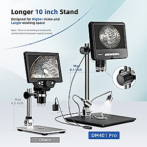 TOMLOV DM401 Pro 2K Digital Microscope 1200x, Extension Tube ET02, 7 inch HDMI LCD Microscope, Buttom LED Light Stage Included,24MP Coin Microscope with Screen,PC/TV Compatible，32GB