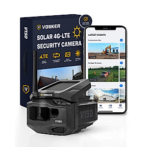 Vosker V150 Solar-Powered LTE Cellular Home Security Outdoor Camera | Motion Activated Sensor Nightvision Wireless Camera | Receive Photos on Your Mobile App (V150-US)