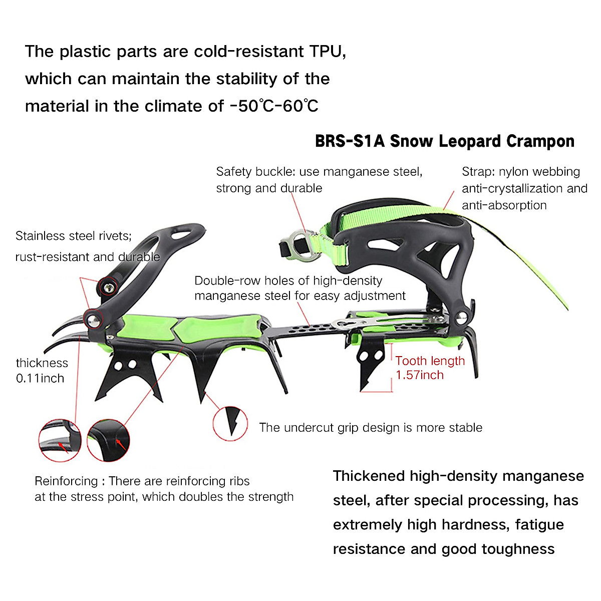 BRS HuaYe Professional Edition Fourteen Teeth Ice Crampons Winter Snow Boot Shoe Covers Gripper BRS-S1A
