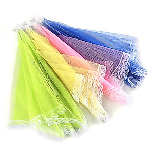 Mesh Screen Food Cover Tents - Set of 4 Umbrella Screens to Keep Bugs And Flies Away From Food at Picnics, BBQ & More - 4 Colors (Pink, Green, Blue, Yellow)