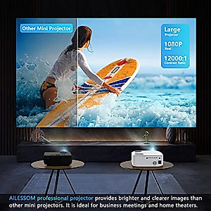 5G WiFi Bluetooth Native 1080P Projector, AILESSOM 20000 LM 450" Display Support 4K Movie Projector, High Brightness for Home Theater and Business, Compatible with iOS/Android/TV Stick/PS4/HDMI/USB
