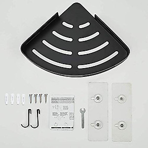 Gricol Bathroom Shower Caddy Suction Corner Shelf, Shower Basket Storage Organizer for Bathroom Kitchen Wall Mounted, Black