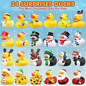 LIHAO Christmas Advent Calendar Rubber Ducks 2023, 24 Days Countdown Advent Calendar for Boys, Girls, Christmas Party Gifts