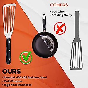 Fish Spatula 12.6 inch Stainless Steel - Fish Turner with Heat Resistant Handle - Premium Spatulas for Cooking Fish, Meat, Eggs - BBQ Slotted Turner with ABS Solid Handle and Hanging Hole