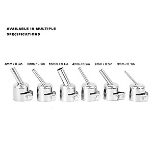 6PCs Hot Air Gun Nozzles Kits Short Oblique Nozzle Round Aluminum Alloy Material 861DW Hot Air Gun Soldering Desoldering Station Repair Tools for 850 850A 852 852D 852D+ 950