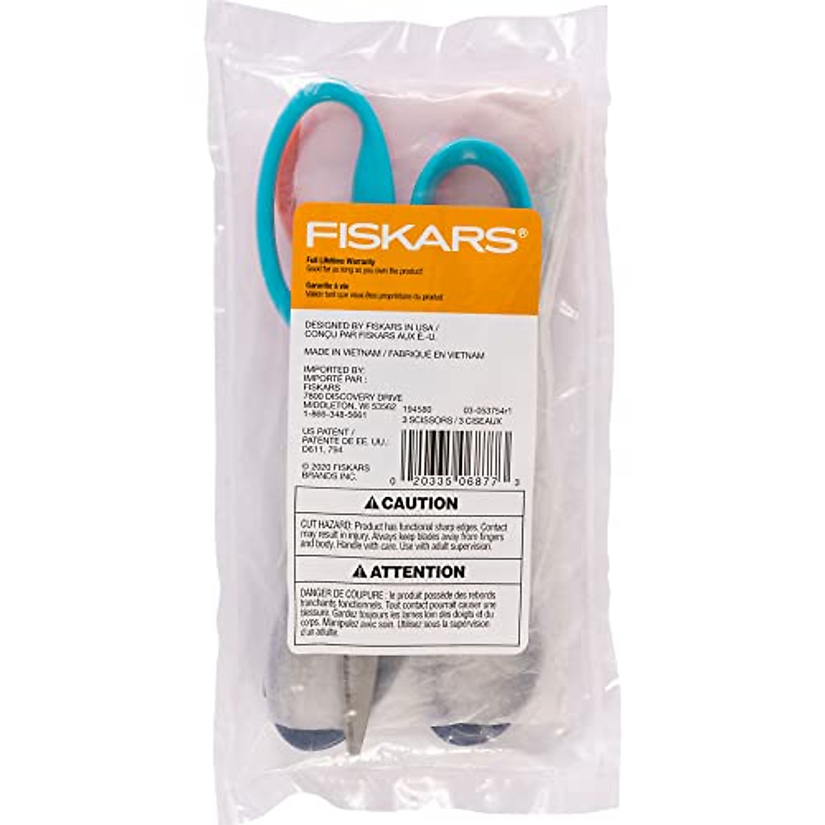 Fiskars Student Scissors, Scissors for School, 7 Inch, 3 Pack