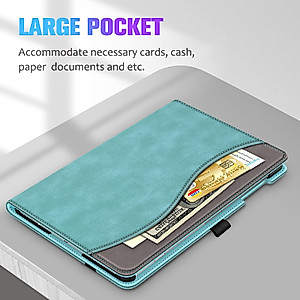 Fintie Case for Samsung Galaxy Tab S10 Plus/ S9 Plus/ S8 Plus/ S7 FE/ S7 Plus 12.4 Inch, Multi-Angle Viewing Protective Cover with Pocket, Auto Sleep/Wake, Turquoise